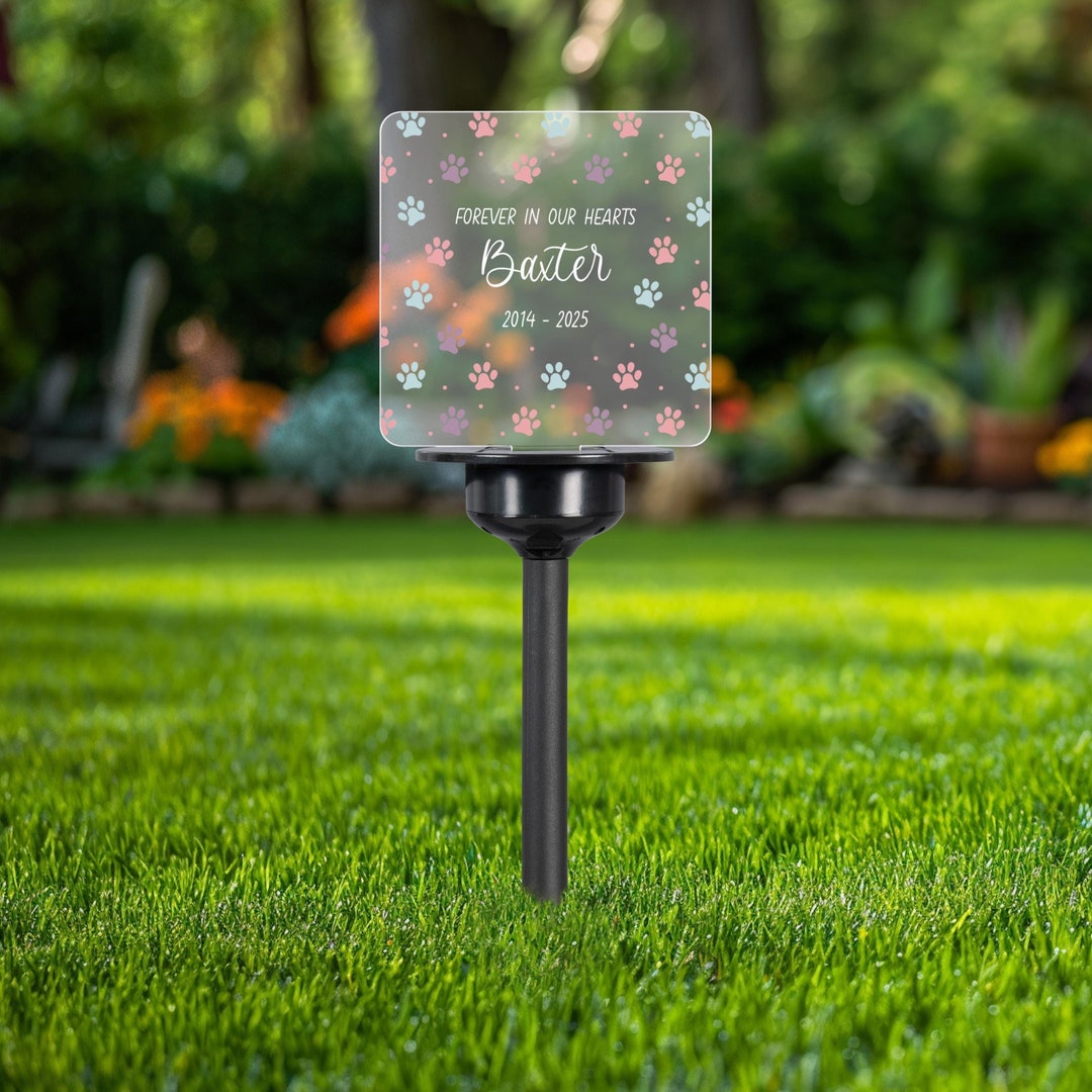 Dog or Cat Memorial Solar Garden Stake | Pet Light up Garden Decor ...
