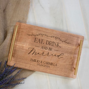 Wedding Wood Serving Tray With Handles | Engraved Serving Tray With ...