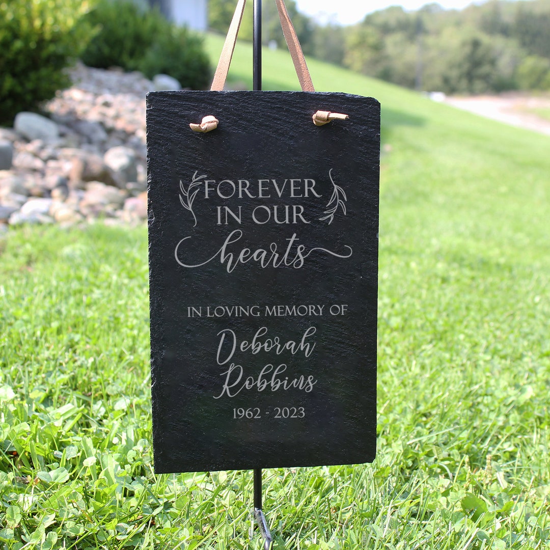 Forever in Our Hearts Memorial Garden Sign | Personalized Memorial Sign ...