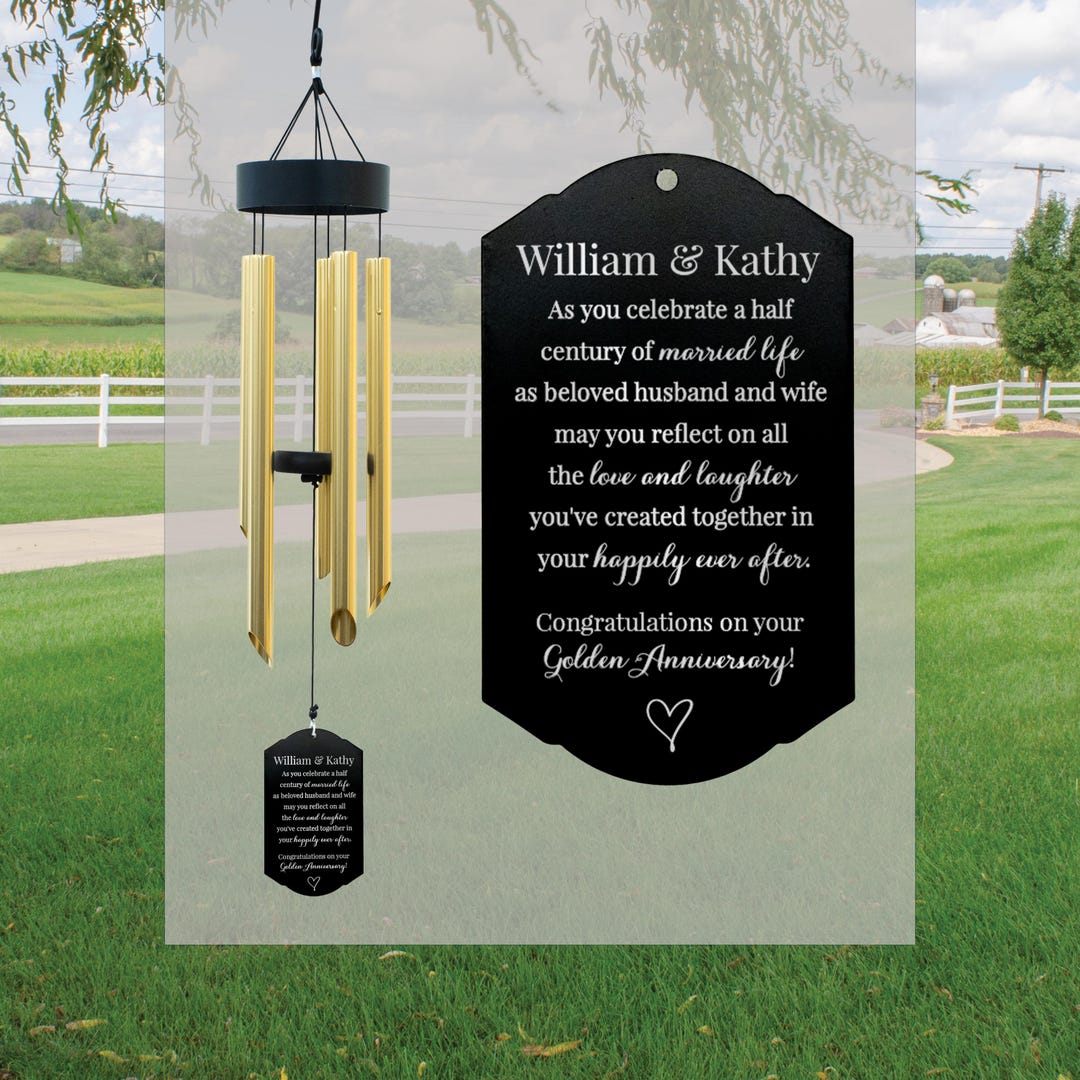 Golden Anniversary Wind Chime | 50th Wedding Anniversary Wind Chime ...
