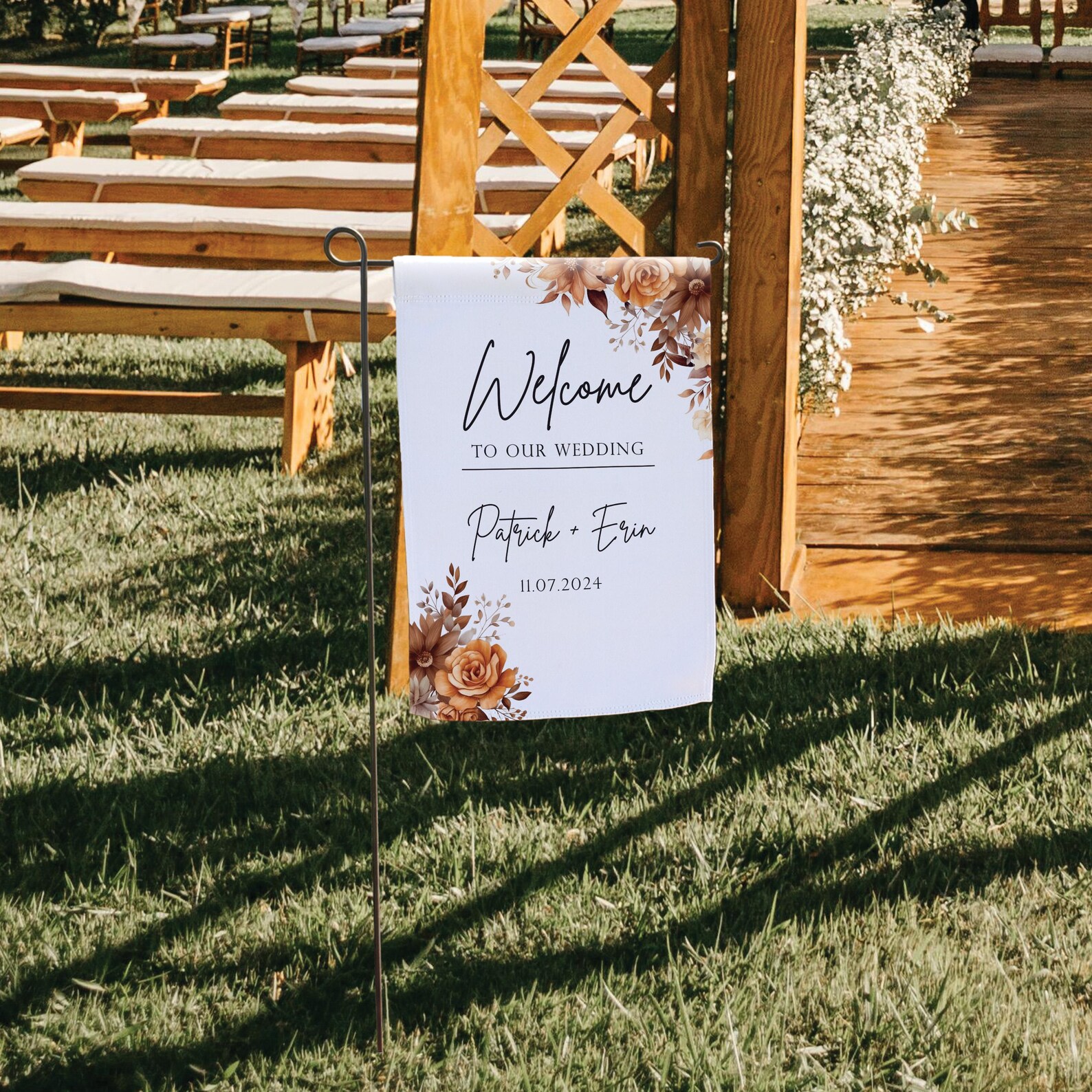 Fall Wedding Welcome Flag | Personalized Welcome to Wedding Yard Flag ...