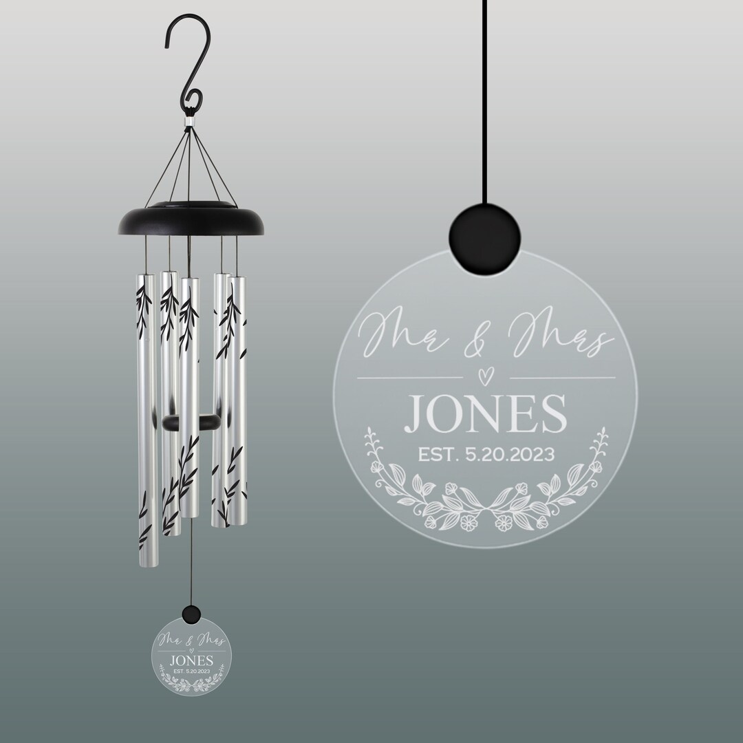 Floral Wedding Solar Wind Chime Gift | Personalized Mr and Mrs Wind ...