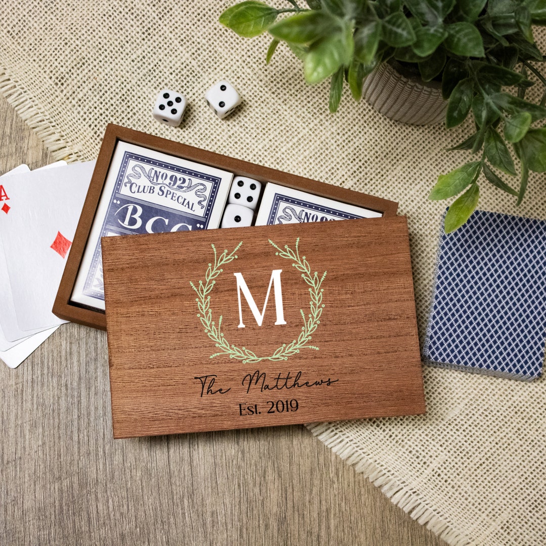 Monogrammed Card Game Box | Family Game Night Gift | Game Room New Home ...