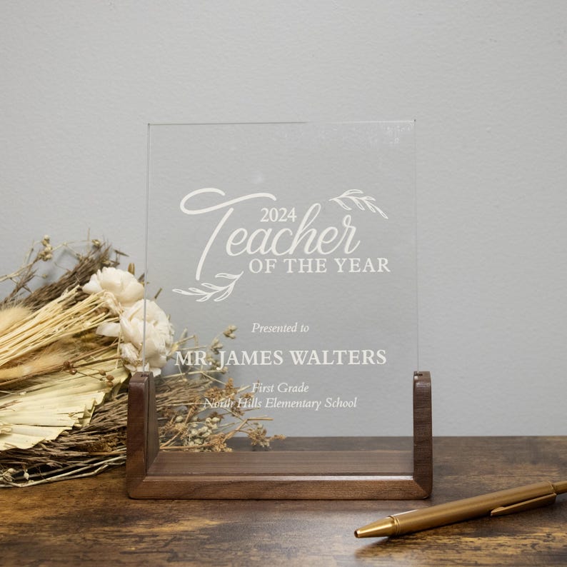 Teacher of the Year Award Plaque | Personalized Teacher Appreciation ...