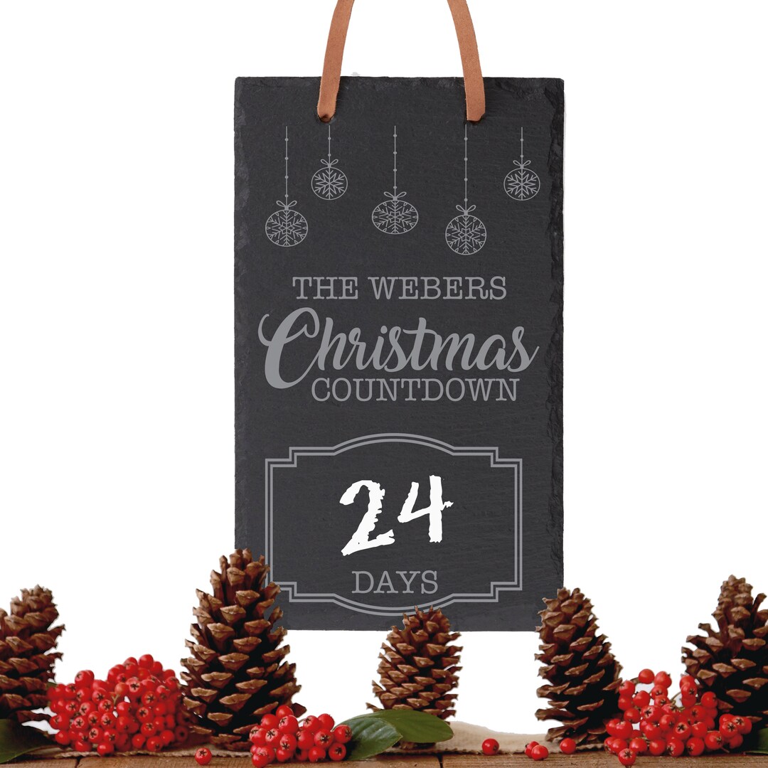 Christmas Countdown Chalkboard Sign Custom Christmas Countdown Slate ...