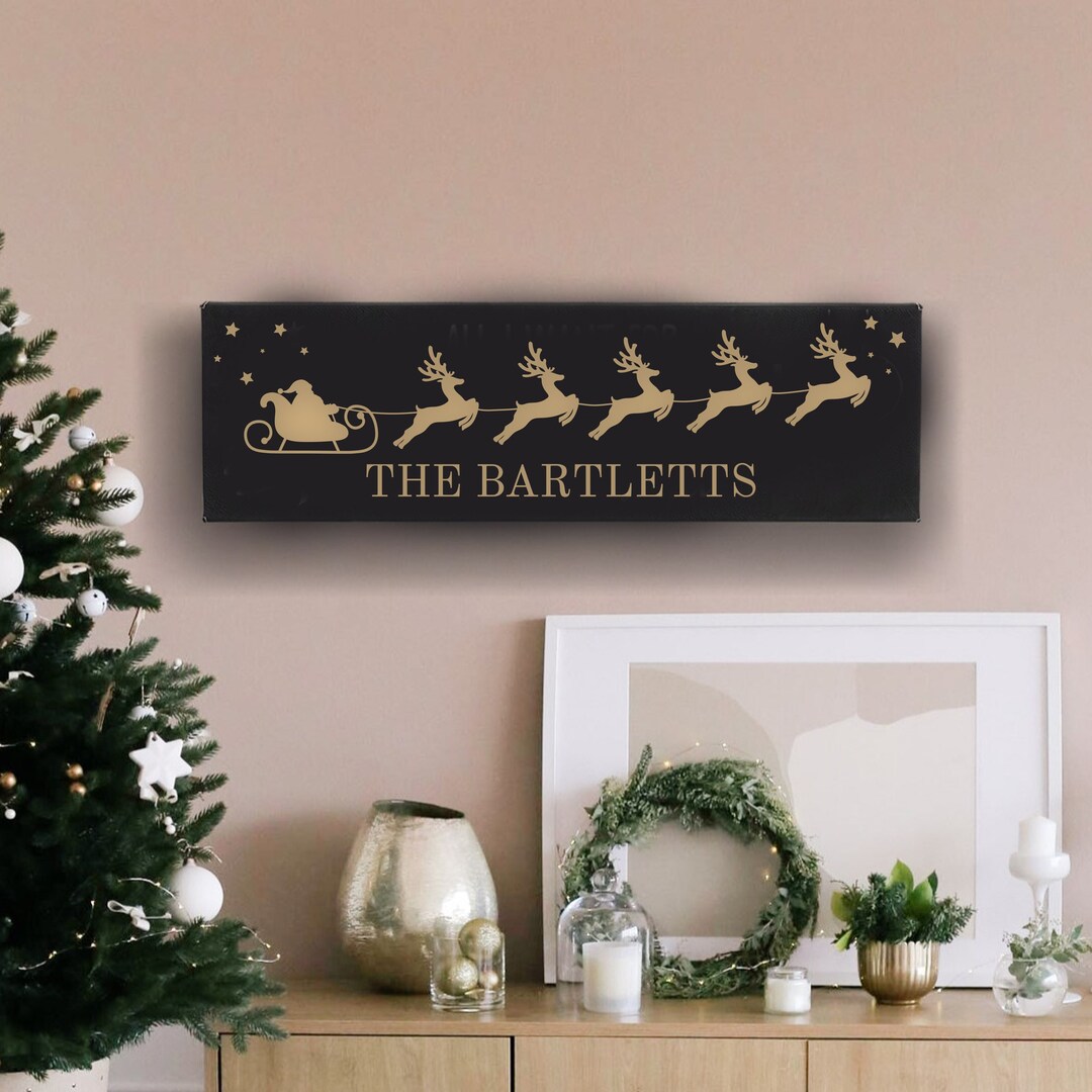 Christmas Wall Sign Personalized Santa Wall Sign Family Christmas Sign ...