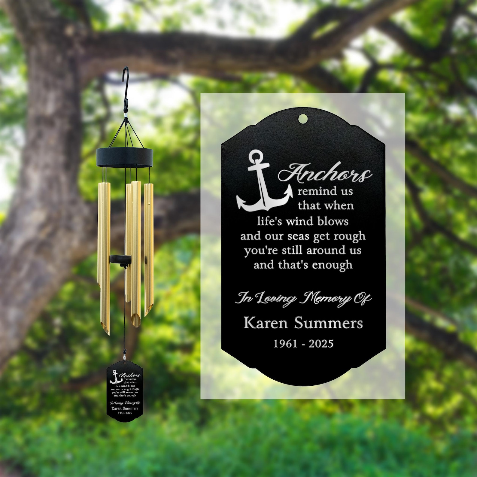 Anchor Memorial Wind Chime | Personalized Nautical in Memory of ...