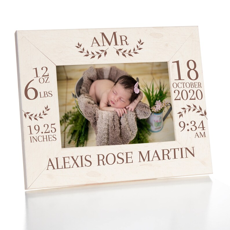 Monogrammed Baby Picture Frame Baby Birth Stats Picture | Etsy