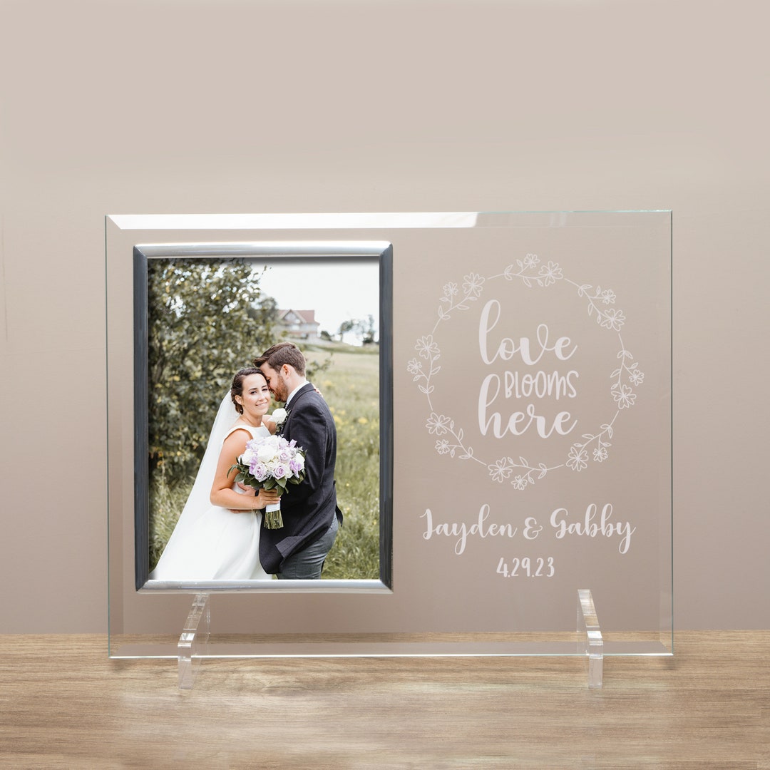 Love Blooms Here Wedding Picture Frame Spring Wedding Picture Frame ...