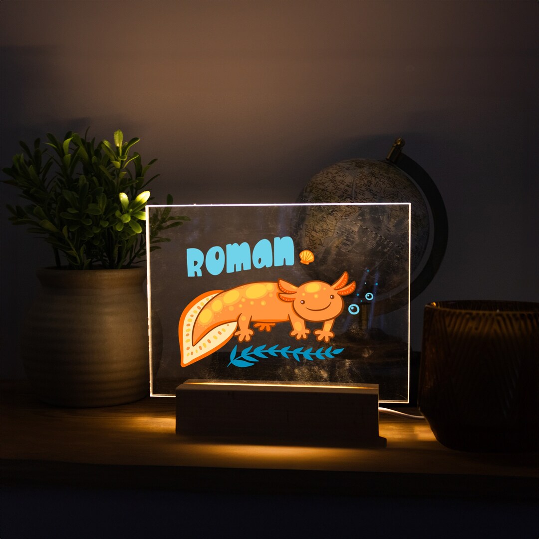 Axolotl Night Light Personalized Axolotl LED Night Light Night Light ...