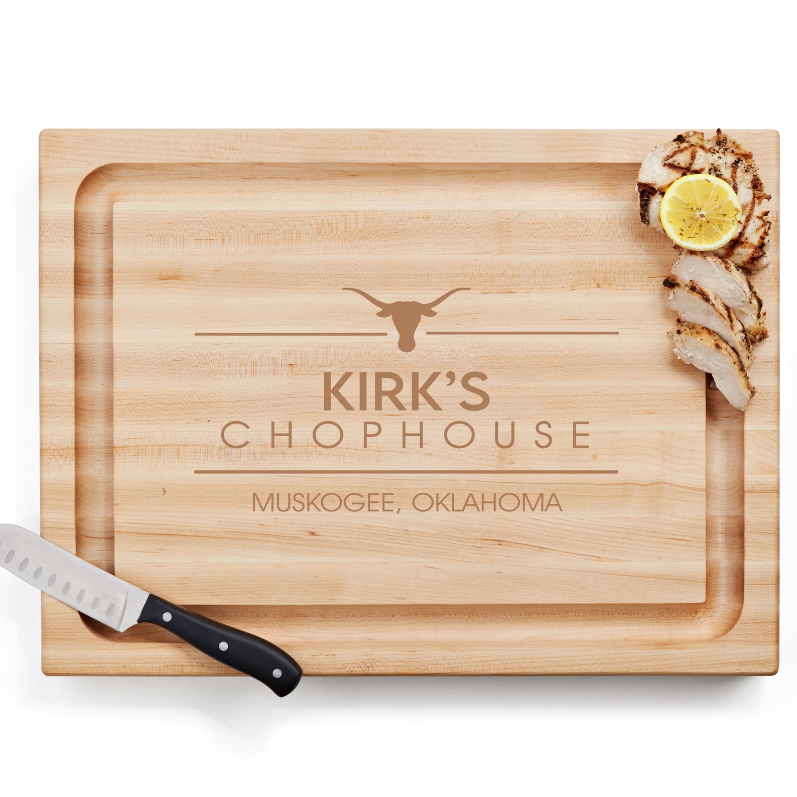 Engraved Butcher Block Cutting Board | Chophouse Grill Cutting Board ...