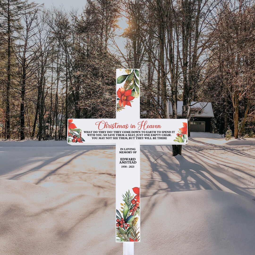 Christmas in Heaven Memorial Cross | Christmas Memorial Decor Solar ...