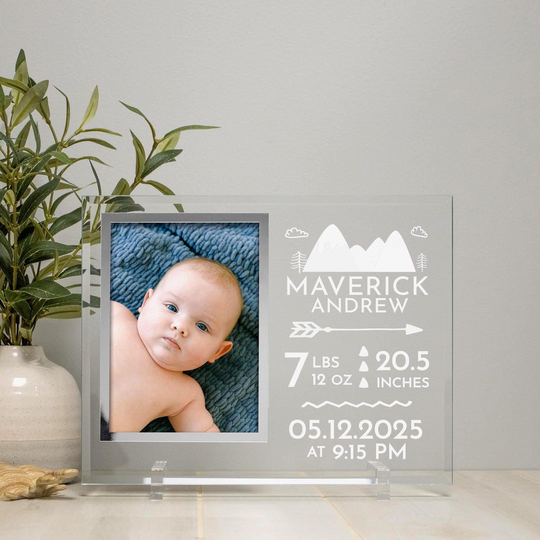 Baby Picture Frame Personalized | Engraved Baby Birth Stats Picture ...
