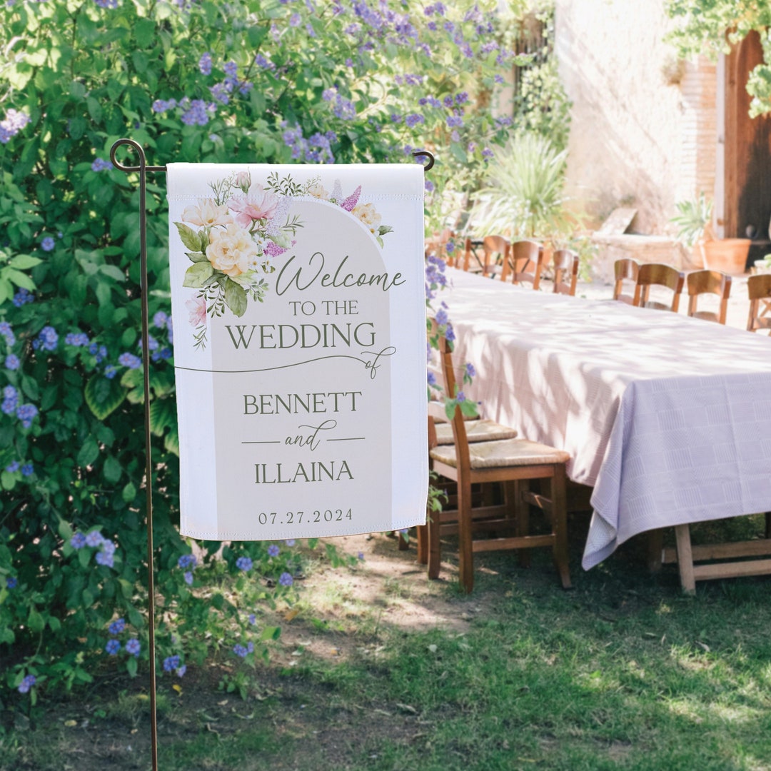 Wedding Welcome Flag | Personalized Welcome to Wedding Yard Flag ...