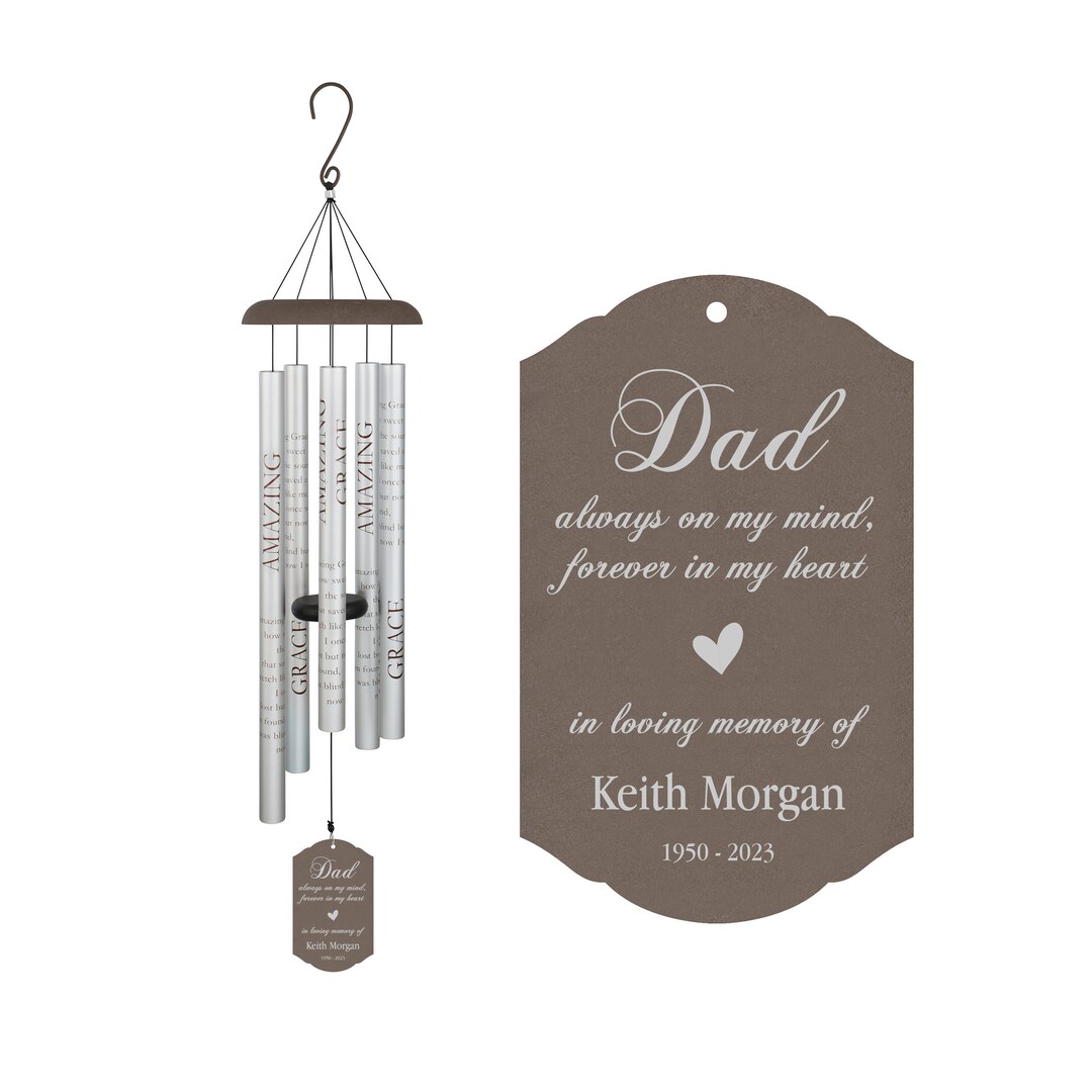 Father Memorial Wind Chime | Personalized Amazing Grace Dad Wind Chime ...