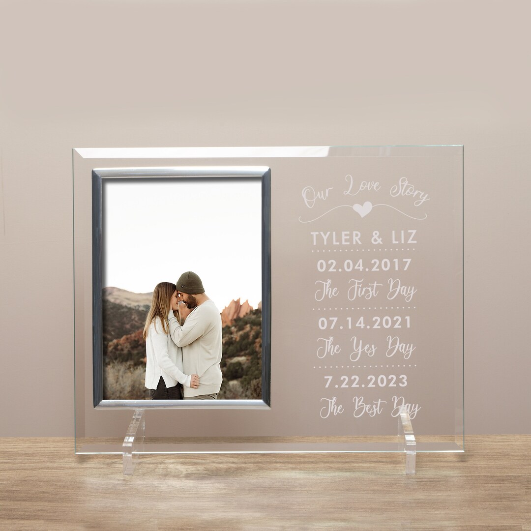 Personalized Our Love Story Picture Frame Couple Photo Frame Etched ...