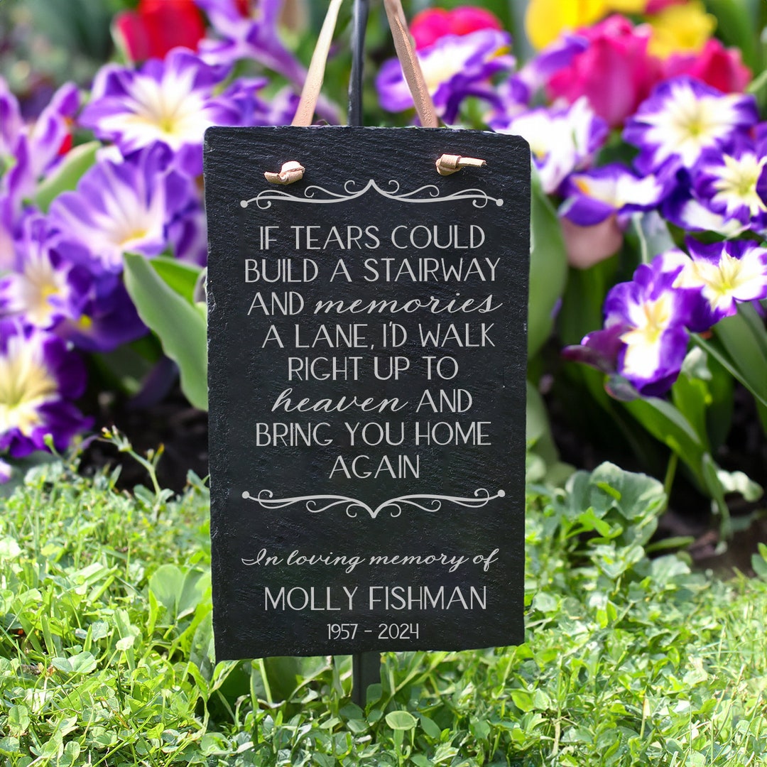 In Memory of Garden Sign | Personalized Memorial Garden Sign | If Tears ...