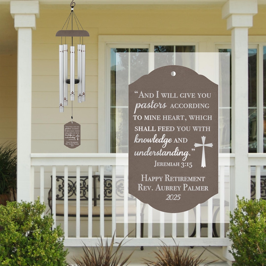 Personalized Retirement Wind Chimes | Retirement Gift for Pastor ...