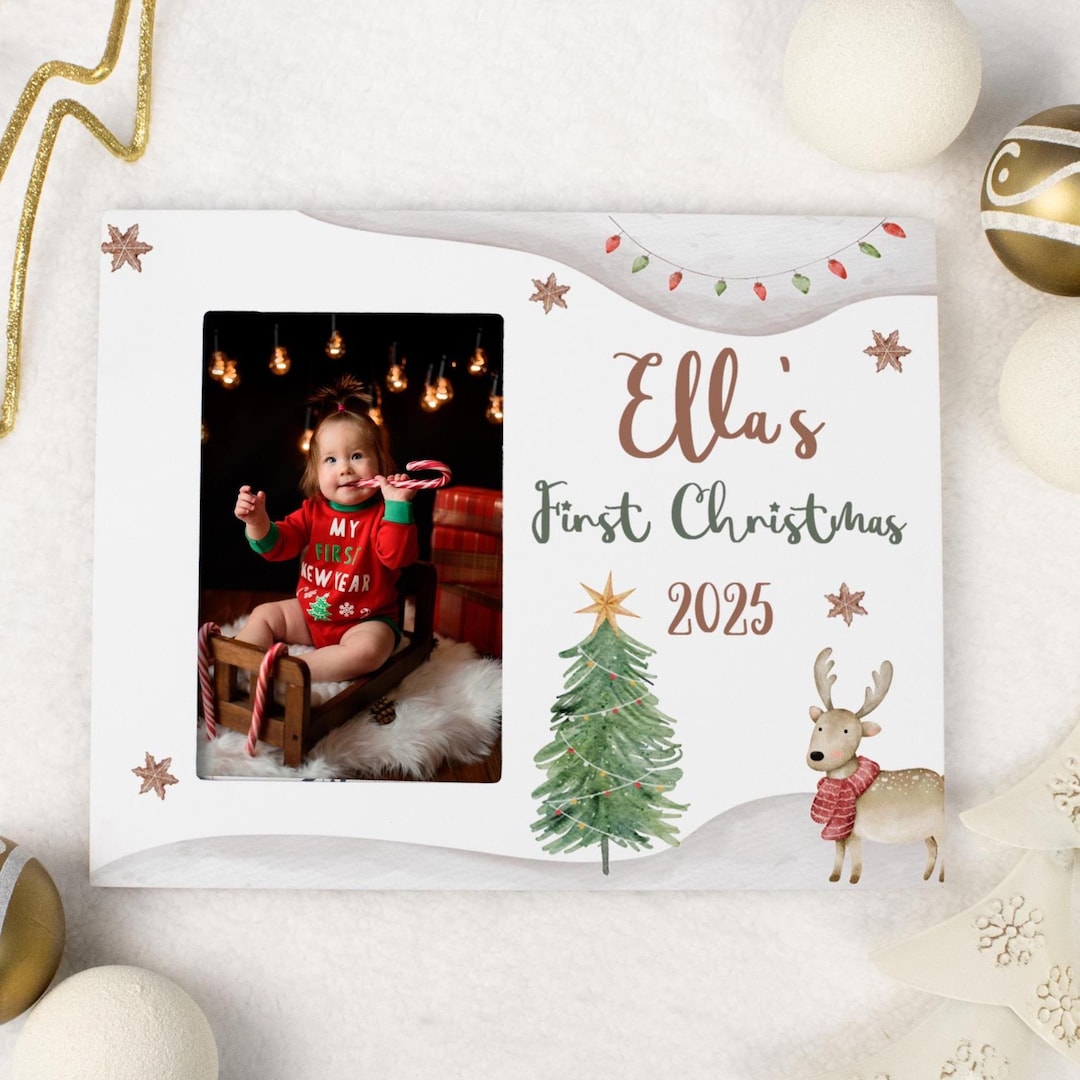 Baby's First Christmas Picture Frame | Personalized 1st Christmas Photo ...