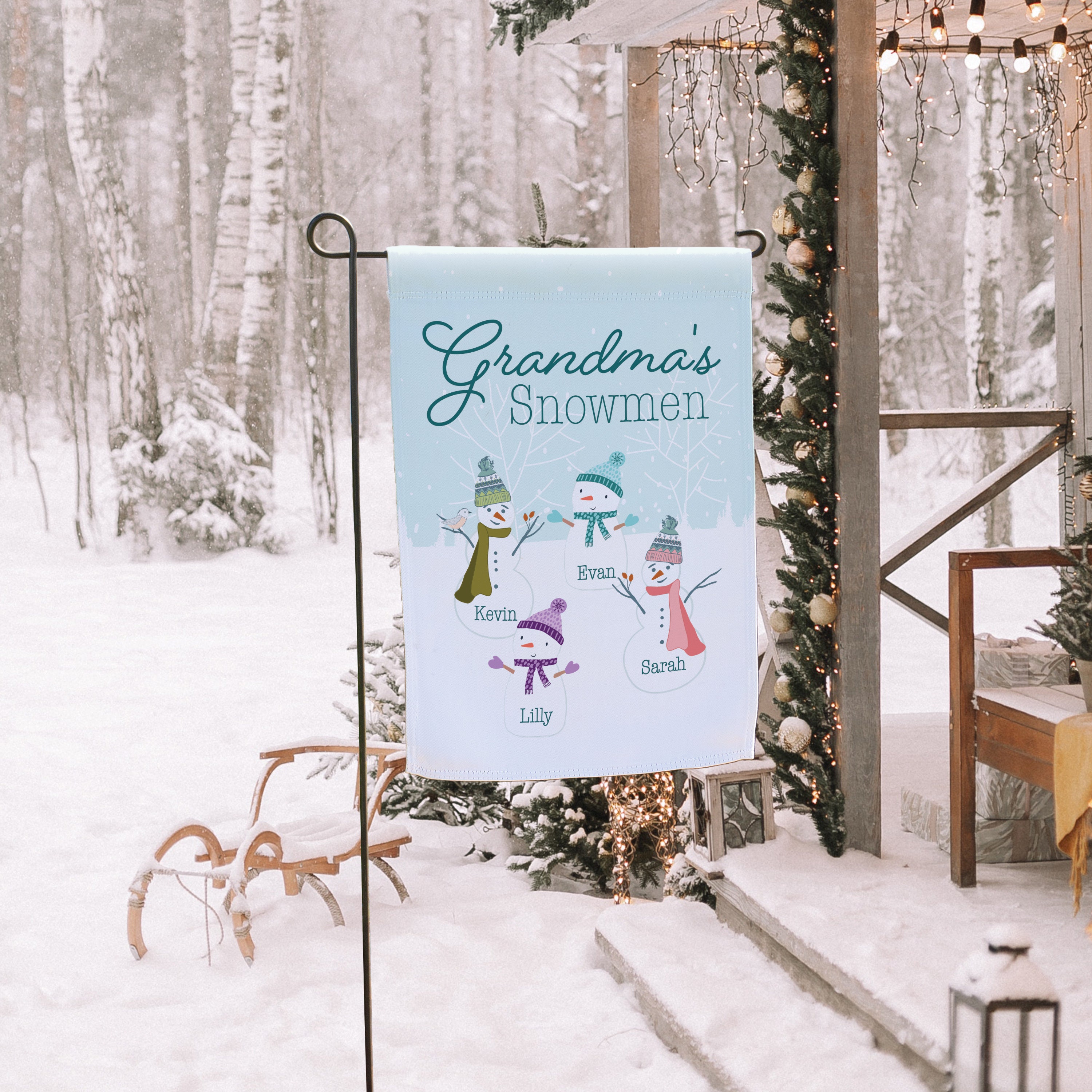 Grandma's Snowmen Decor Flag | Winter Garden Flag | Personalized Garden ...