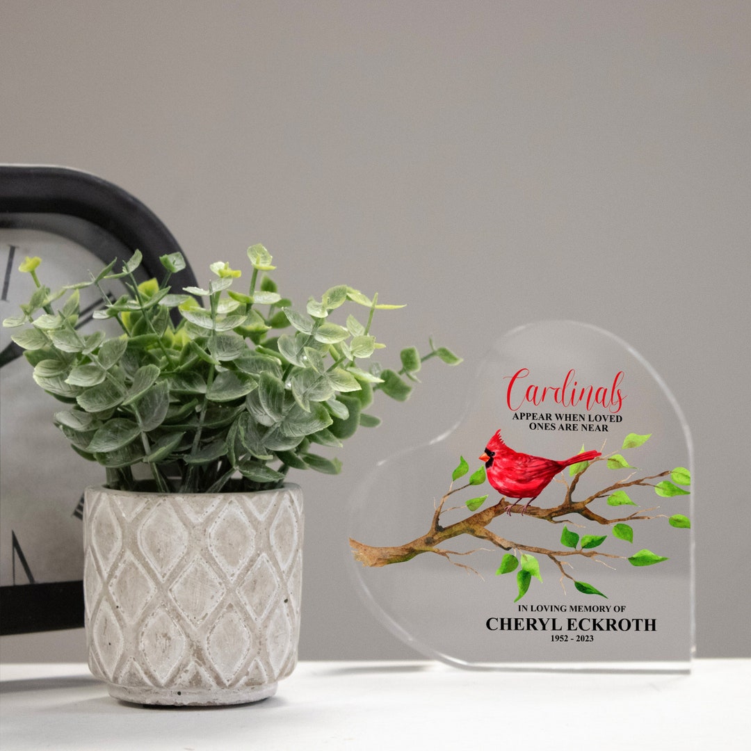 Cardinal Memorial Heart Decor | Personalized Cardinal Memorial Gift ...