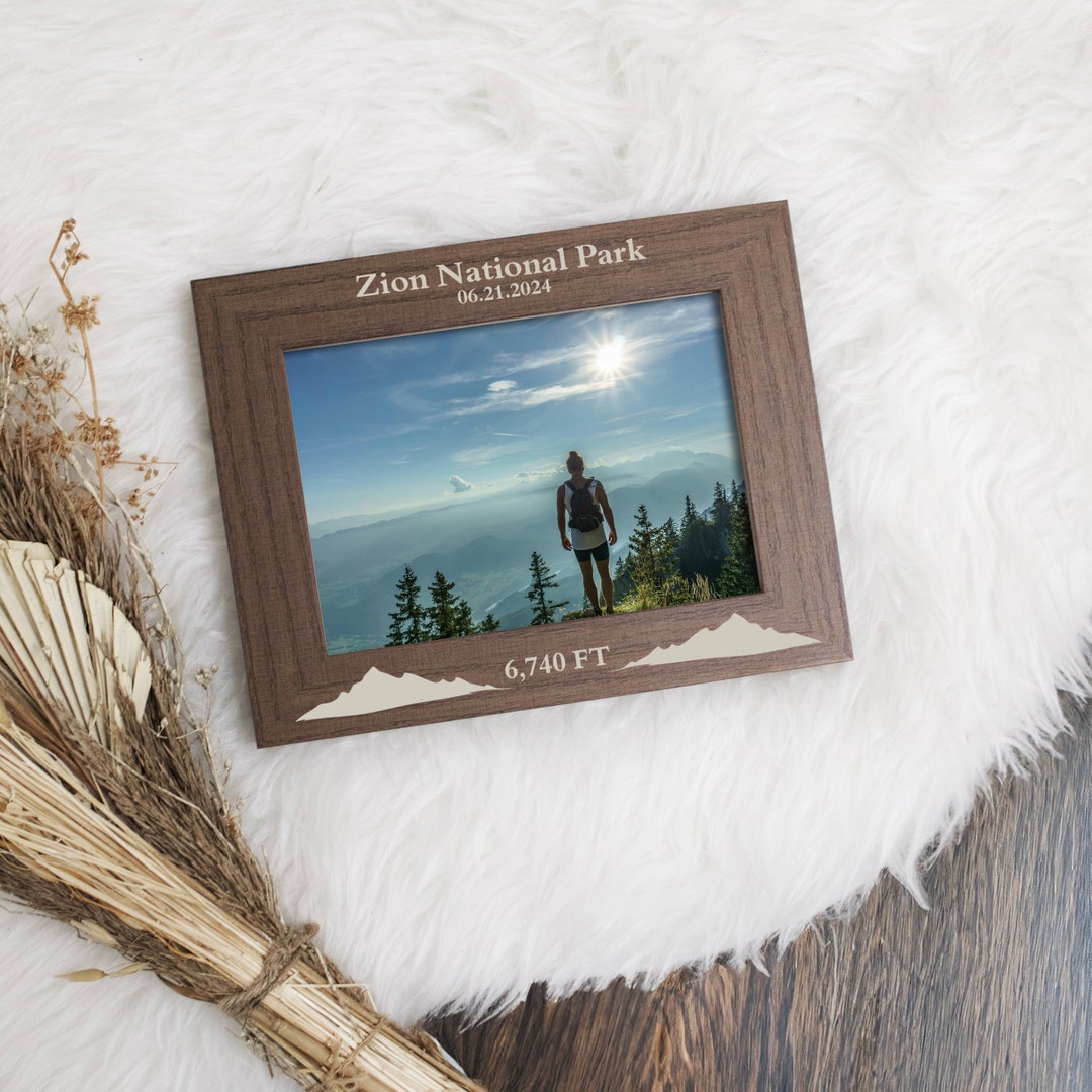Mountains Picture Frame | Engraved Moutains Hiking Picture Frame ...