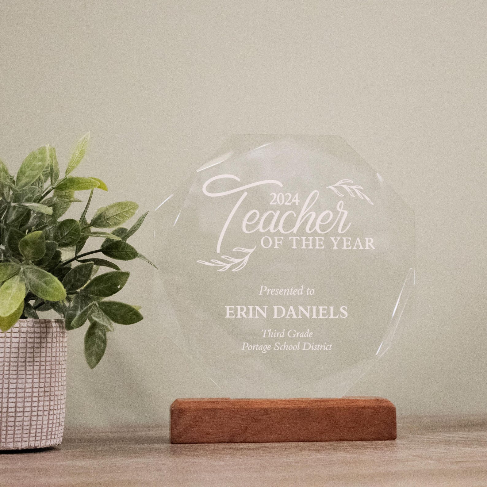 Teacher of the Year Award Plaque | Personalized Teacher Appreciation ...