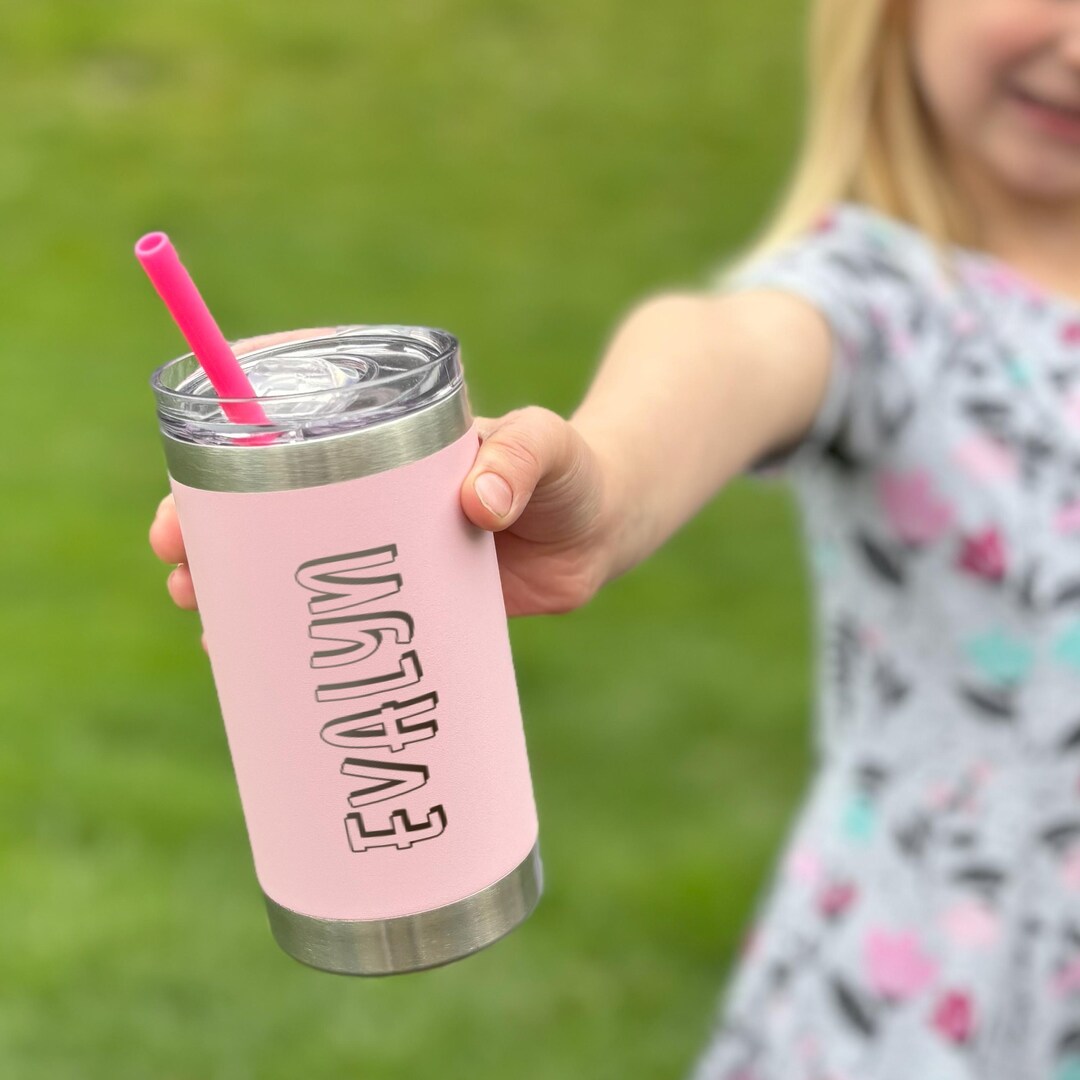 Personalized Kid's Tumbler With Straw in Pink | Pink Kid's Cup With ...