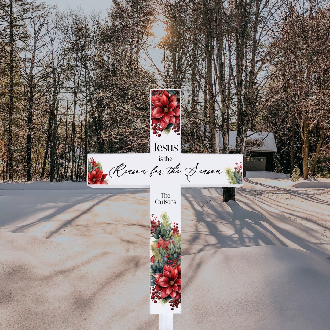 Jesus Solar Cross Garden Stake | Reason for the Season Solar Cross L ...