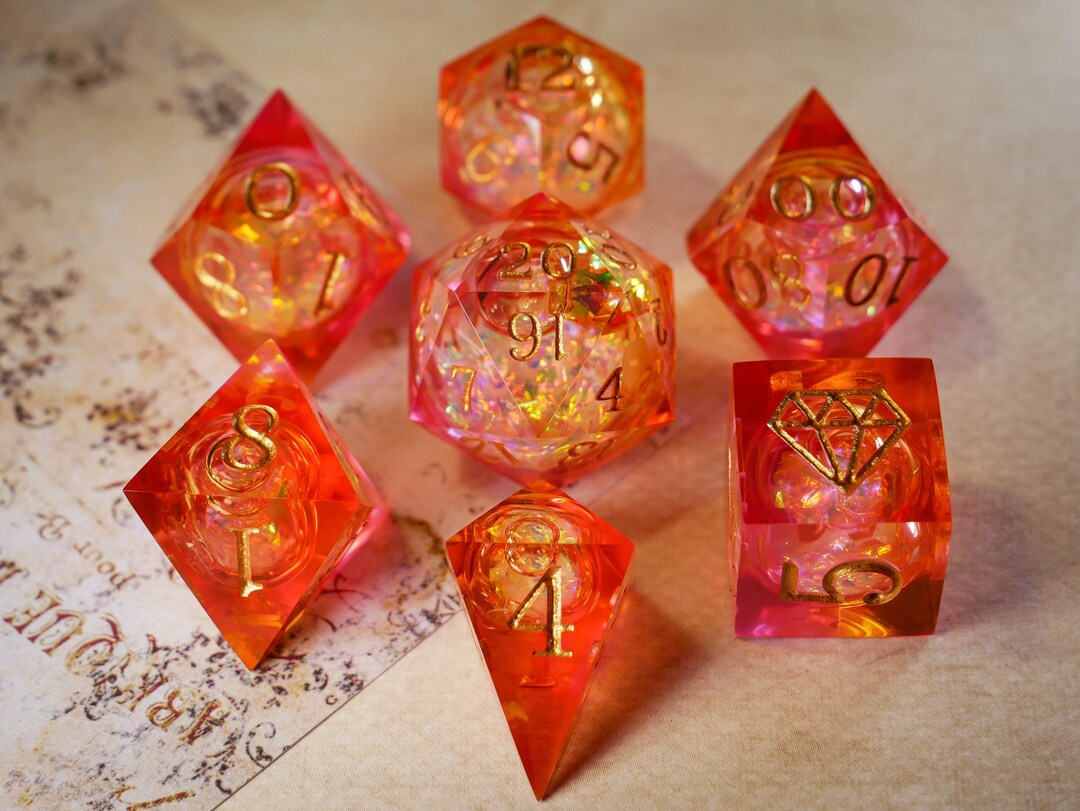 Sunset Skies | Liquid Core Handmade Polyhedral Dice Set for D&D ...