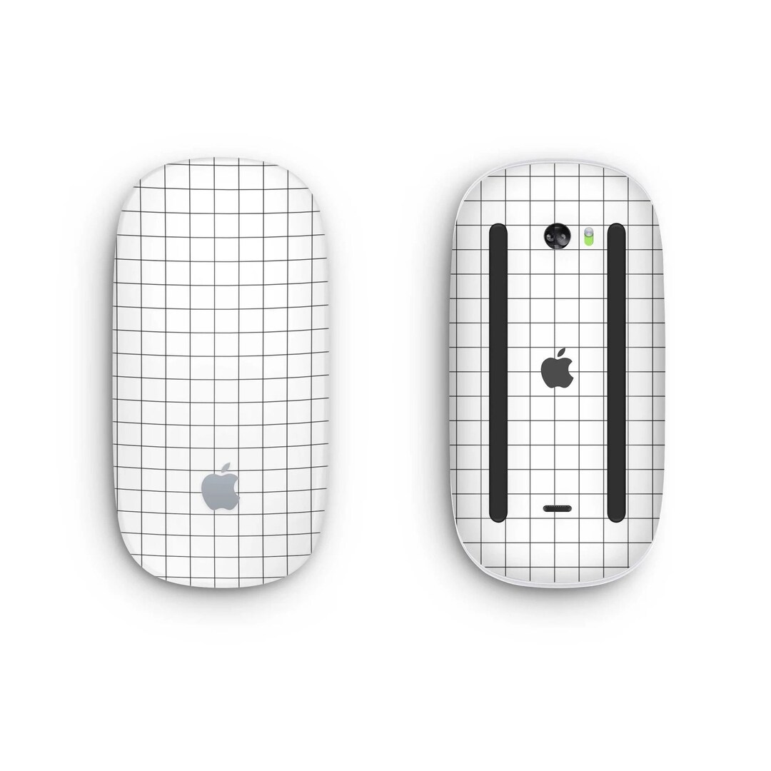 White Grid Line Magic Mouse 2 Skin, Apple Magic Mouse Skin, Grid Line ...