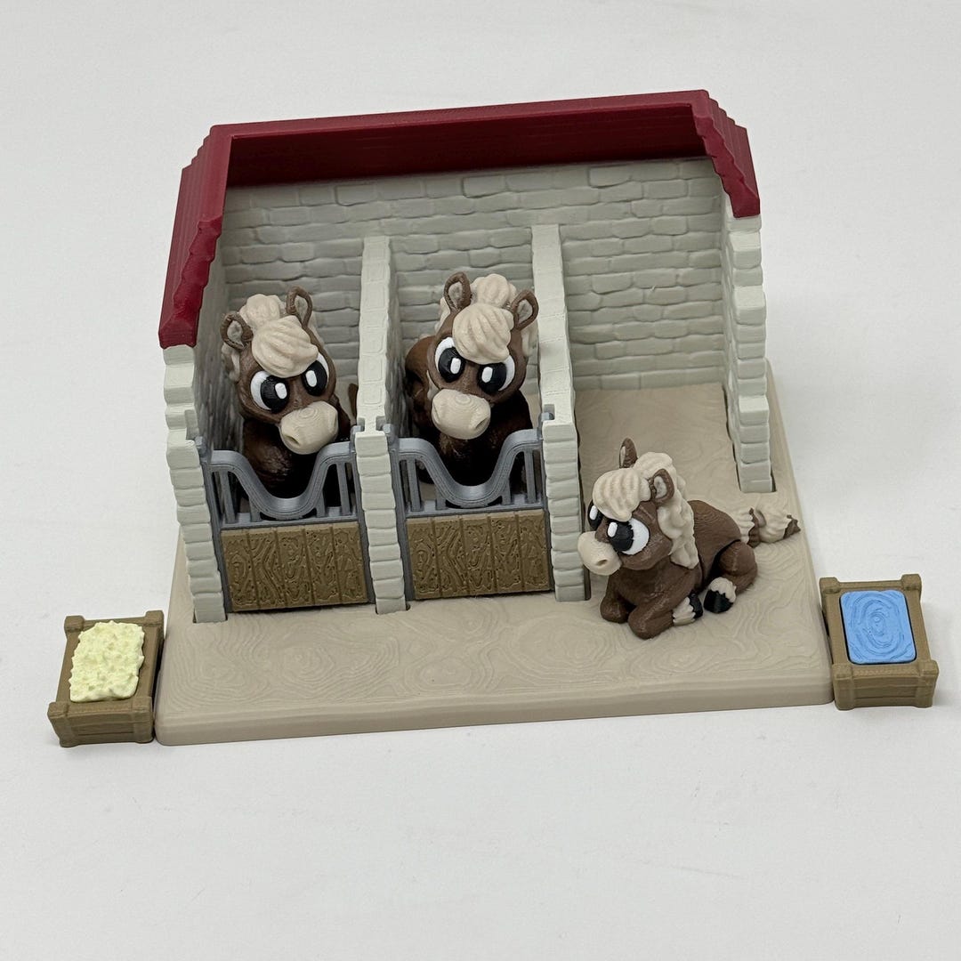 3D Printed Horse Stable Play Set | Miniature Horses | Collectible Toy ...