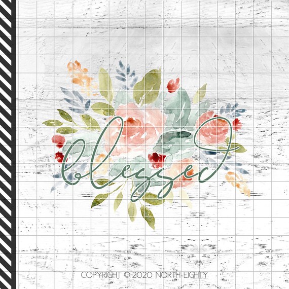 Blessed Sublimation Design png Floral Digital Download | Etsy