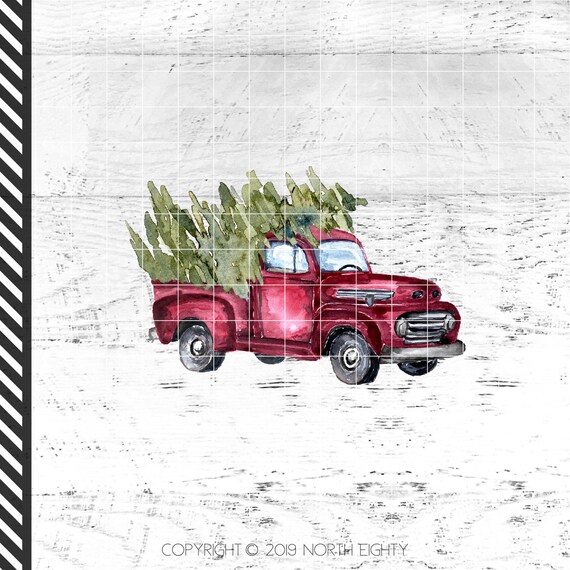 Red Truck With Christmas Trees clipart Instant Download | Etsy