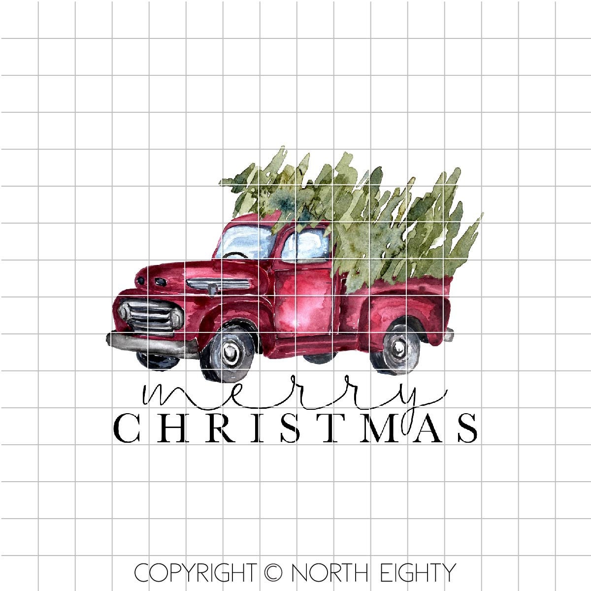 Red Truck With Christmas Trees Clipart Merry Christmas | Etsy