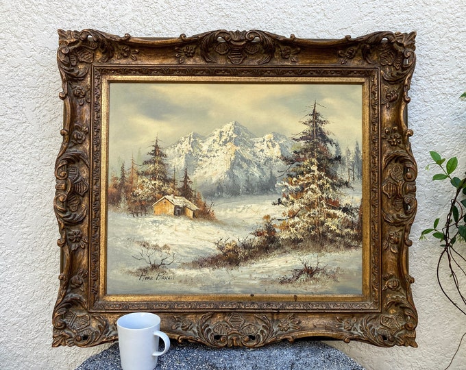 Vintage 70s Original Oil Painting Signed Herb Parnall 31.5 X 27.5 a ...