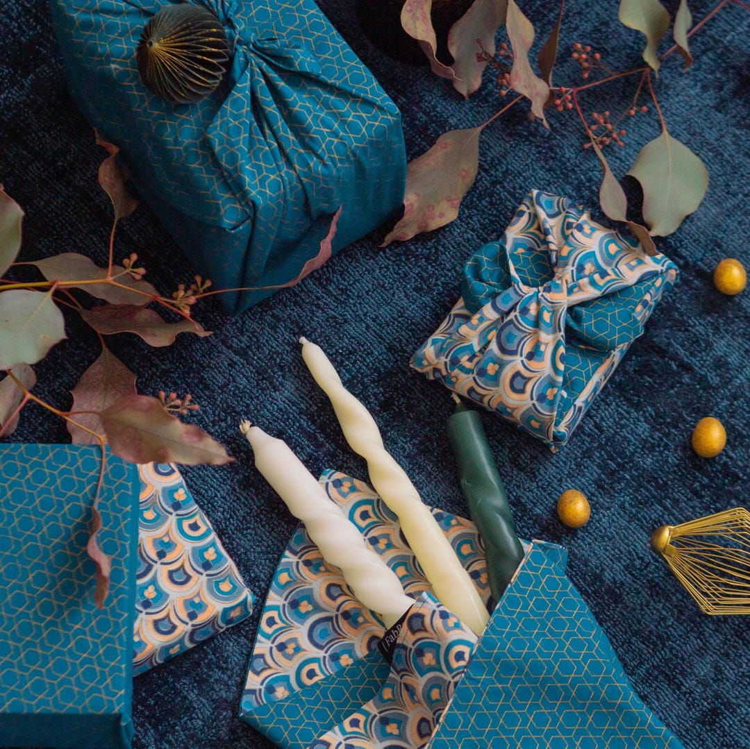 Furoshiki Bundle: Organic Cotton Reusable Fabric Gift Wrap Set - Etsy
