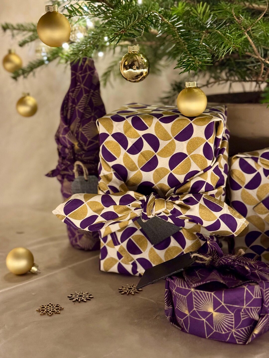Double-sided Reusable Organic Cotton Furoshiki Gift Wrap Bundle (3-pack ...