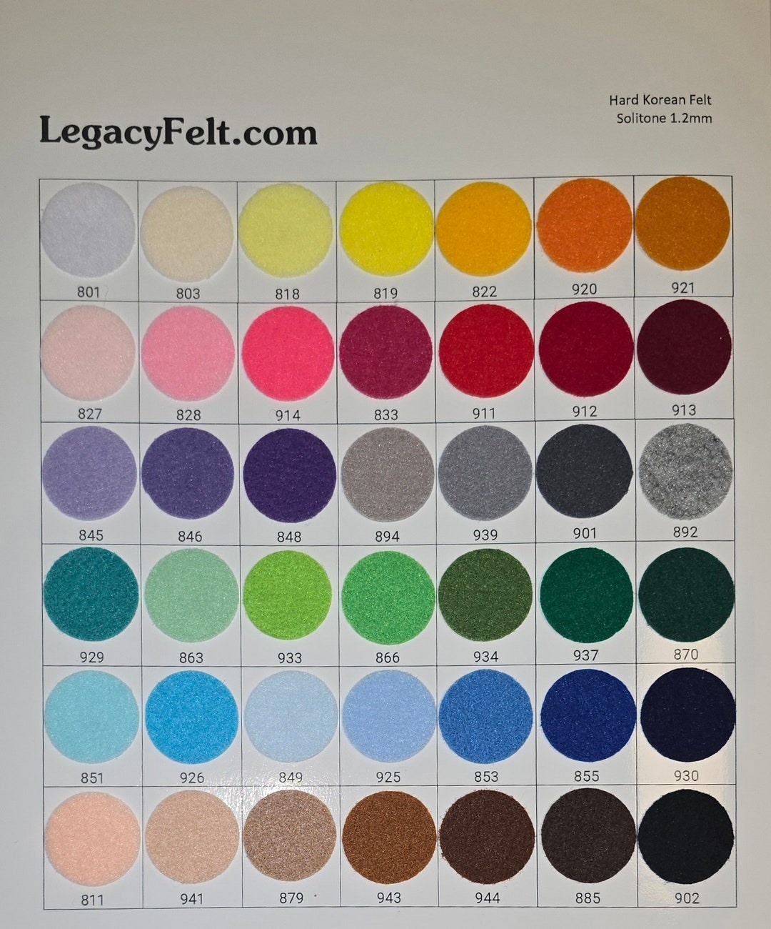 Color Chart - Etsy