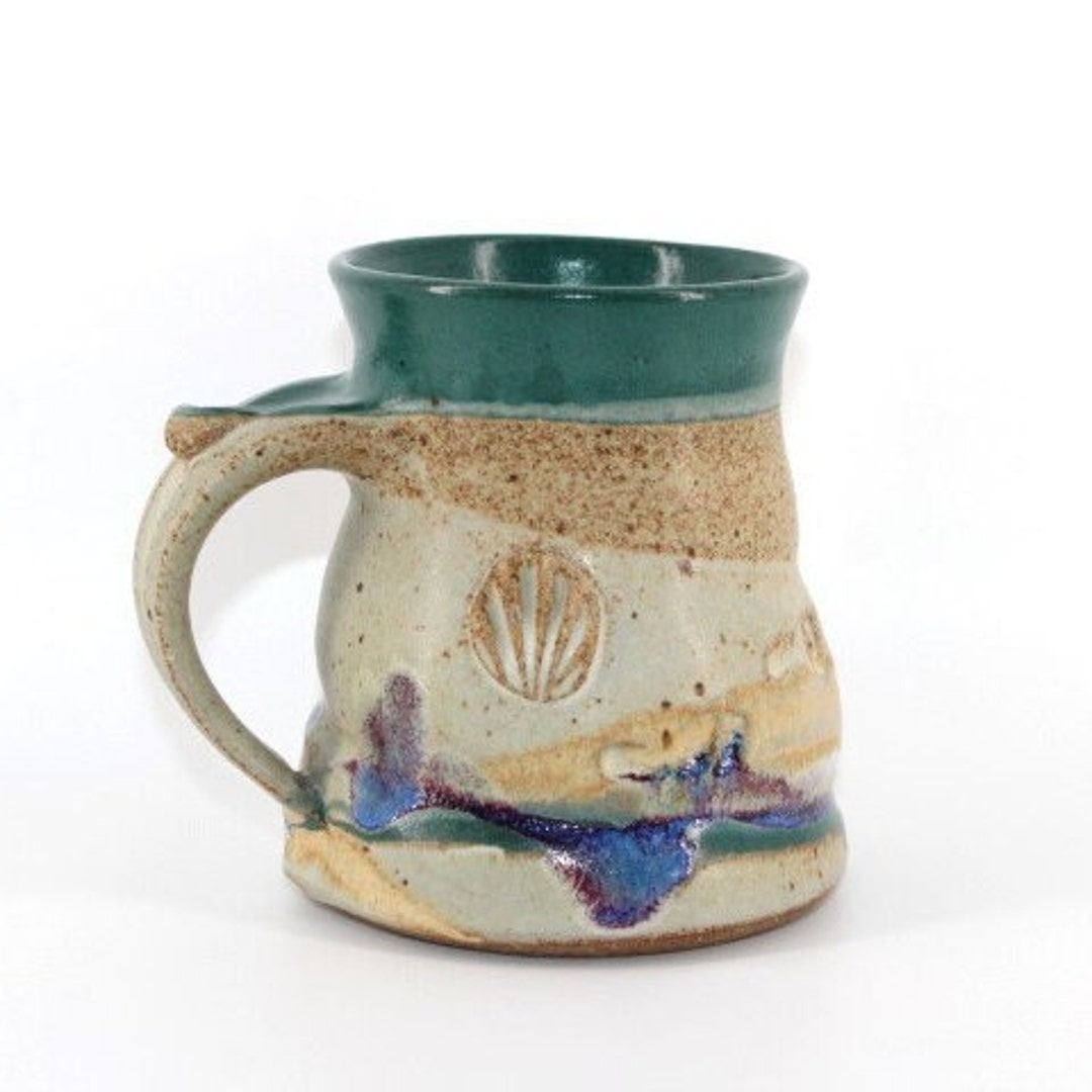 Stoneware Hand Spun Pottery Mug Hand Spun Seashell Motifs Earthtones ...