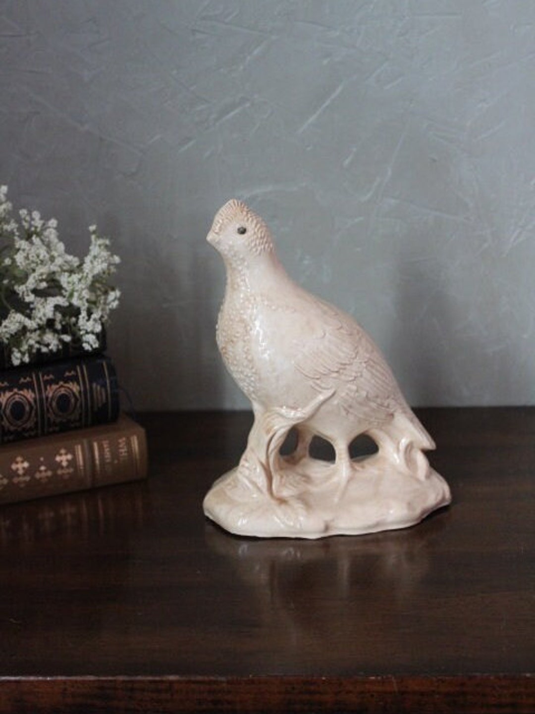 Vintage Beige Quail Bird Figurine/ Ceramic Quail Bird Statue/ Bird ...