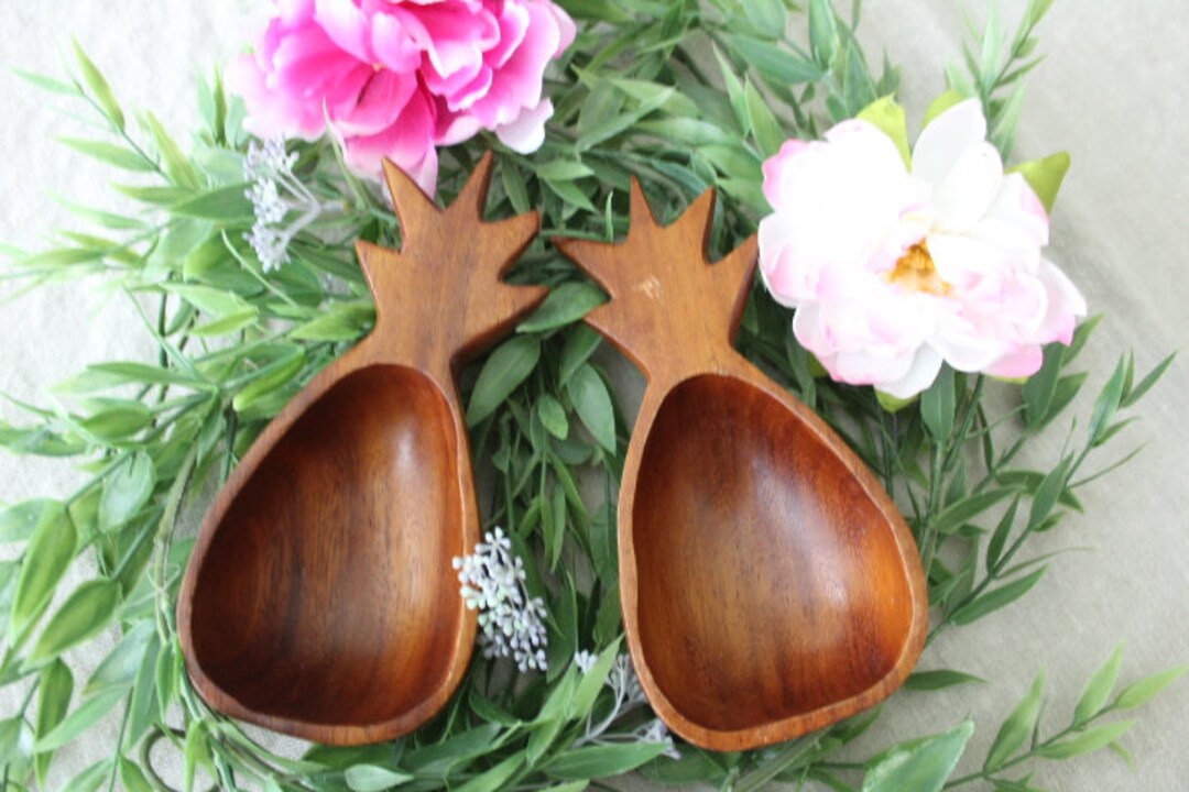 Vintage Monkey Pod Pineapple Bowls/wood Bowls - Etsy