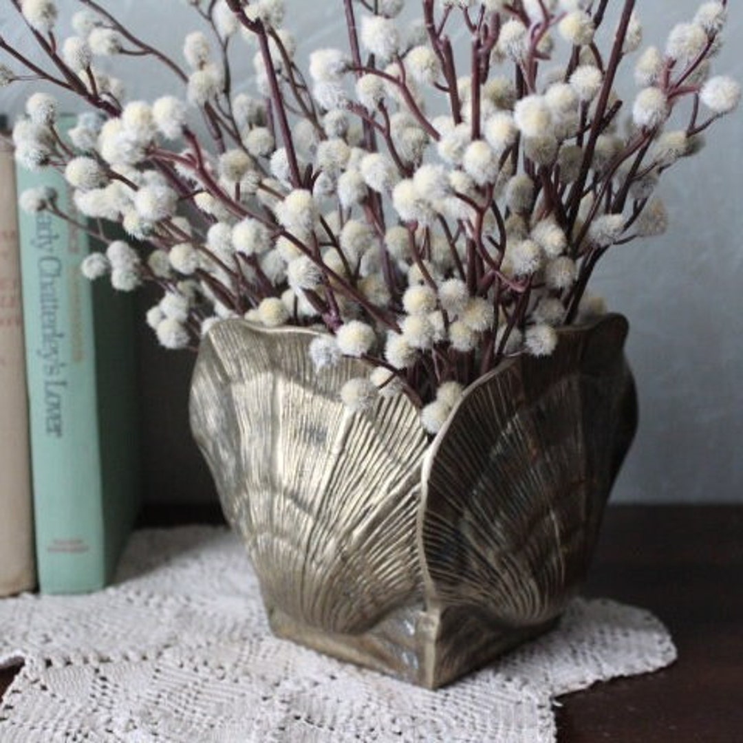 Vintage Brass Seashell Planter/ Brass Seashell Cachepot/brass Shell ...