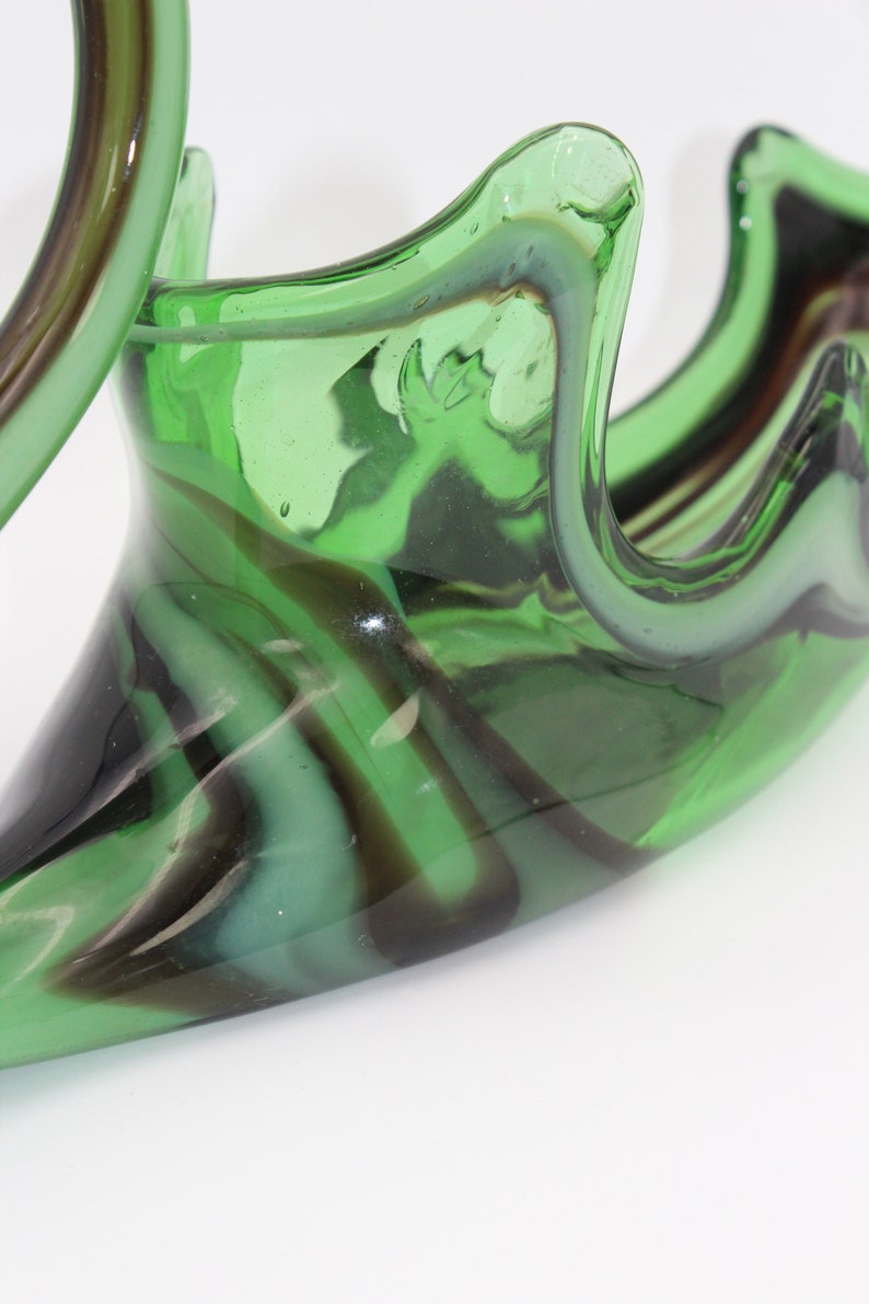 Vintage Green Glass Swan/ Sooner Arklahoma Green Blown Glass - Etsy