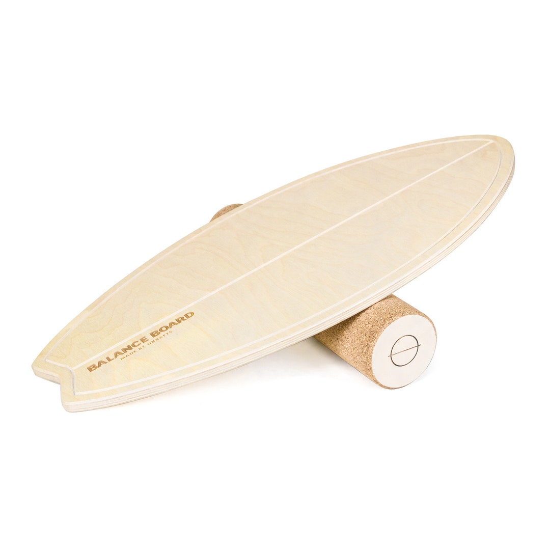 Simple Surfer Balance Board: Natural Wood, Smooth Cork Roller ...