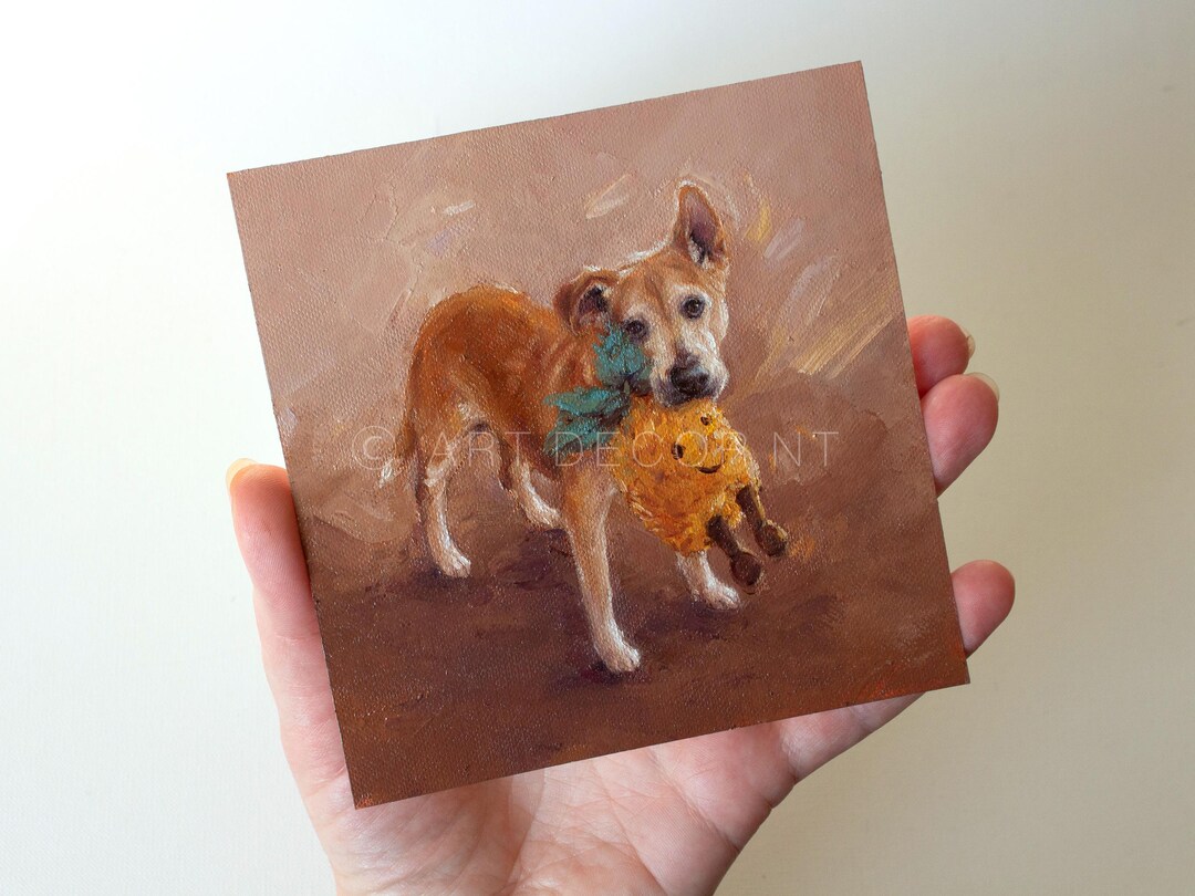 Mini Pet Portrait: Custom Hand-painted Dog Memorial Art (4x4) - Etsy