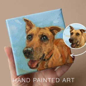Mini Pet Portrait: Custom Hand-painted Dog Memorial Art (4x4) - Etsy