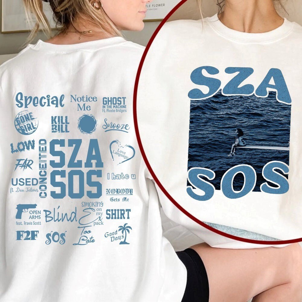 SZA Sweatshirt, Sza Merch, SZA SOS Full Tracklist Sweatshirt, The Sos ...