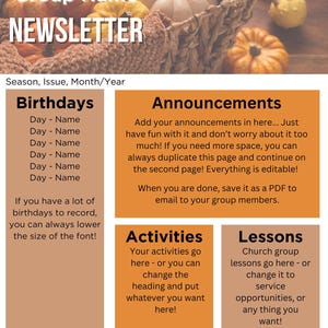 Editable Emailed PDF Autumn Pumpkin Newsletter Template for Church ...