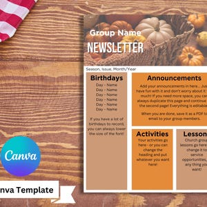 Editable Emailed PDF Autumn Pumpkin Newsletter Template for Church ...